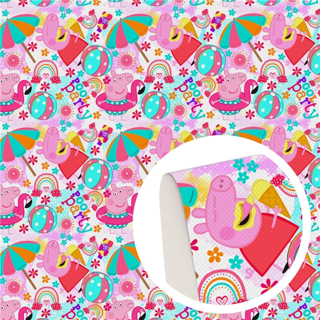Peppa Pig Pool Party Faux Leather Sheet | Dancing In Ribbon