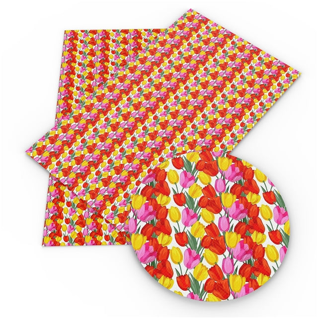 Floral Tulips Faux Leather Sheet | Dancing In Ribbon