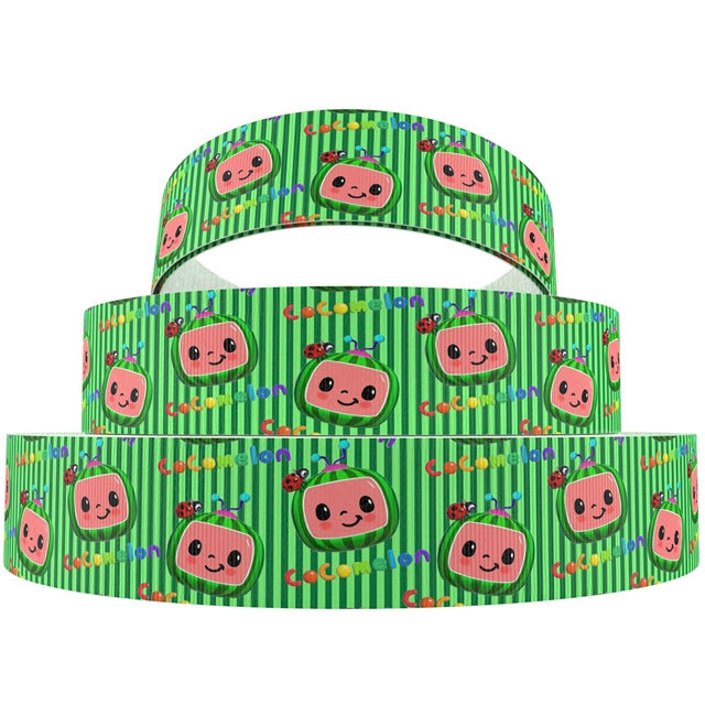 Cocomelon on Green 7/8" Ribbon | Dancing In Ribbon
