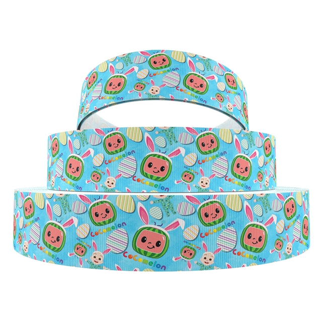 Easter Cocomelon on Blue FOE (5 Yards) | Dancing In Ribbon